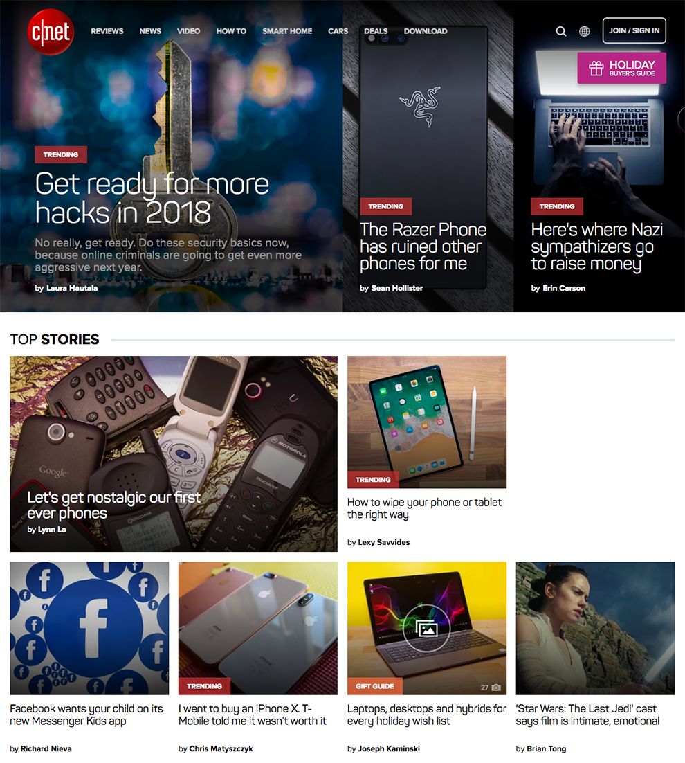 Best Website Design Inspiration: CNET | DesignRush