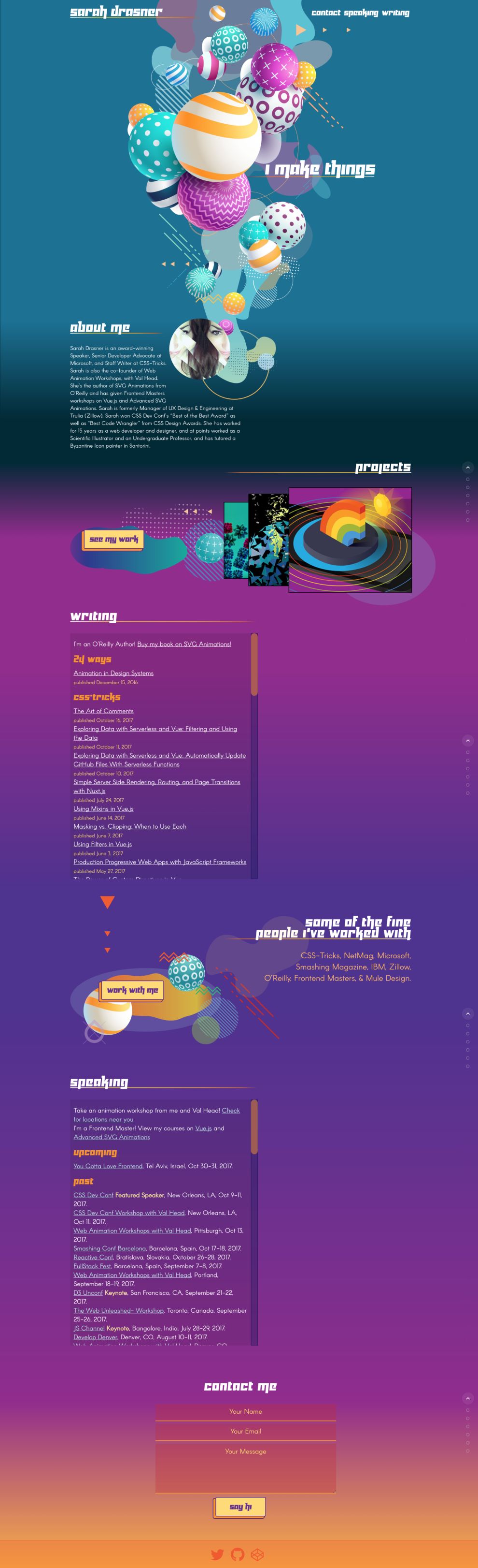 Colorful Website Design Inspiration: Sarah Drasner Design | DesignRush