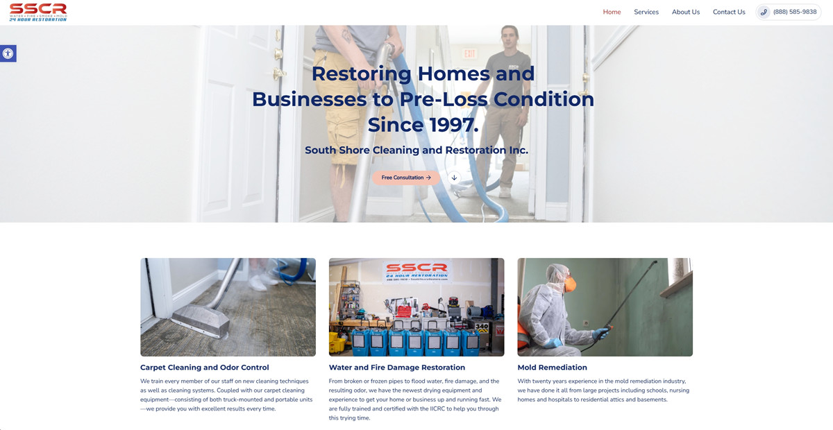 South Shore Cleaning & Restoration Service Website Design Analysis ...