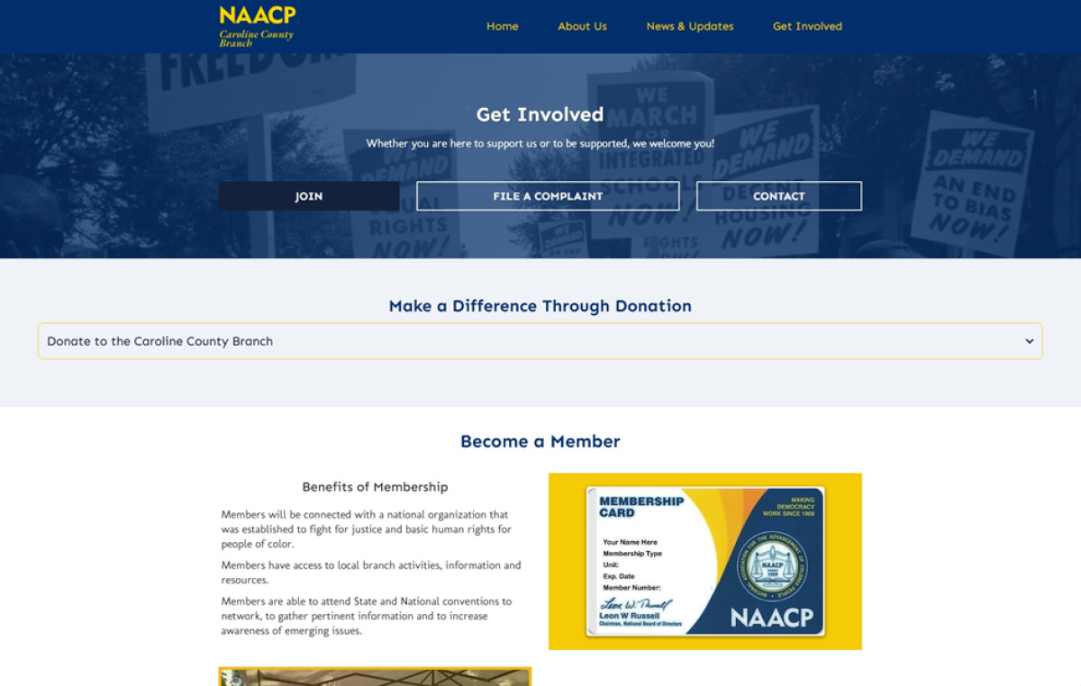 NAACP Caroline County Branch Website Design Analysis | DesignRush
