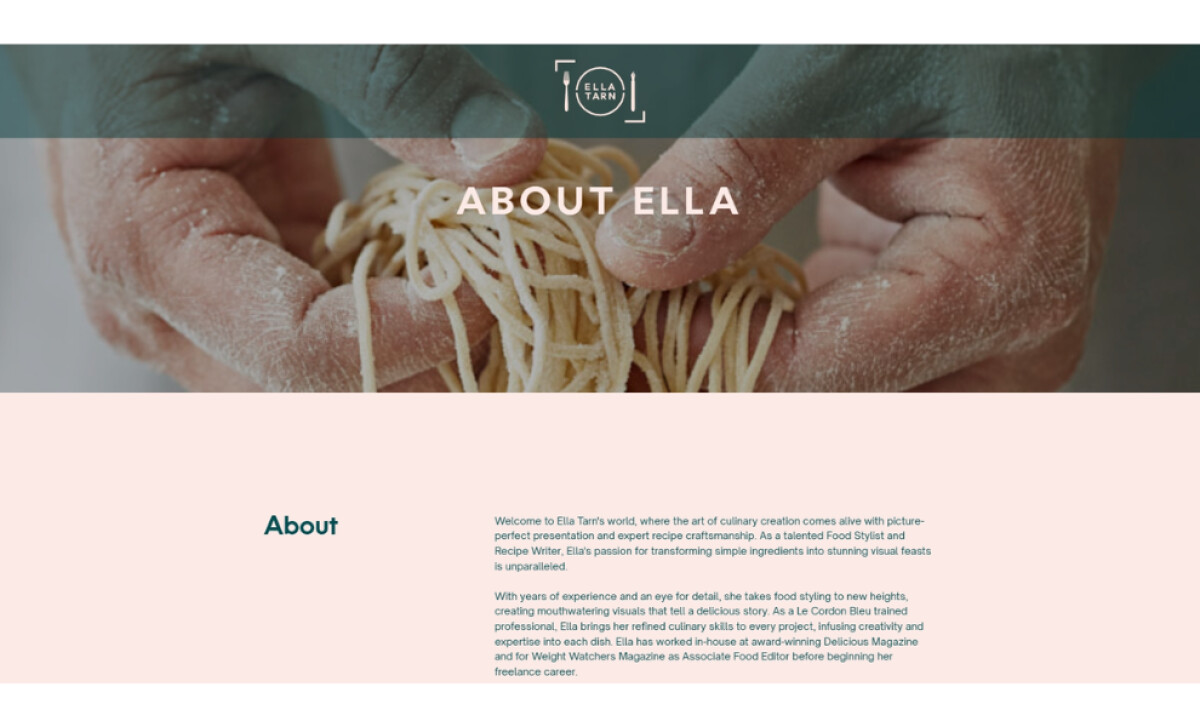 Ella Tarn Website Design Analysis: Expert Food Styling and Recipe ...