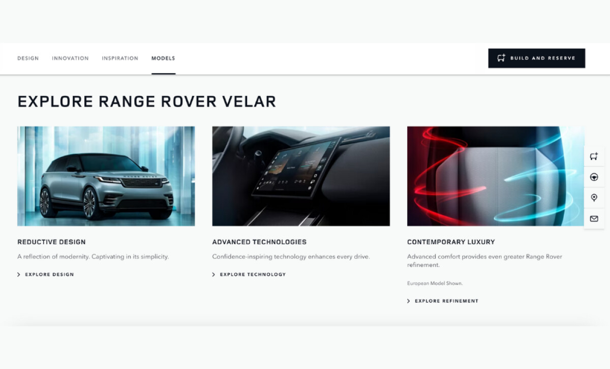 Range Rover Velar Website Design Analysis | DesignRush
