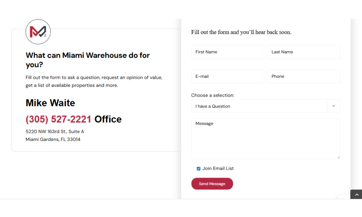 Miami Warehouse Real Estate Website Design | DesignRush