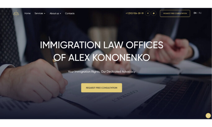 Immigration Law Offices of Alex Kononenko Website Design Analysis ...