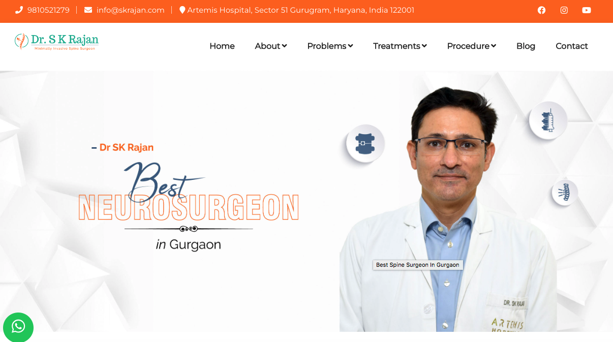 Dr SK Rajan - Spine Doctor Marketing Gurgaon | SEO