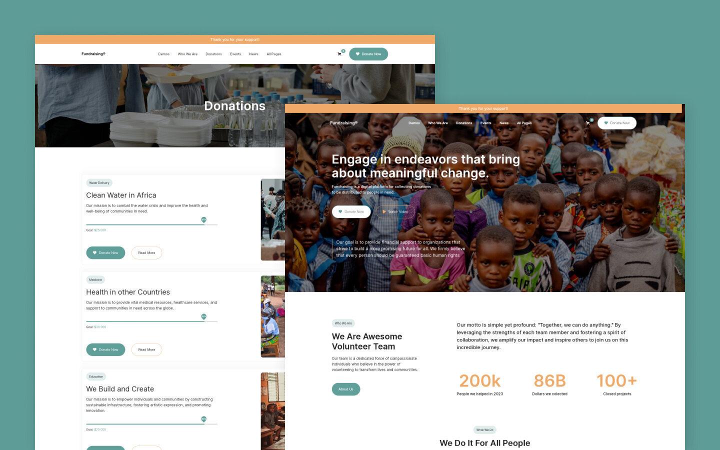 Fundraising - Nonprofit Fundraising Charity Website Template | Web Design