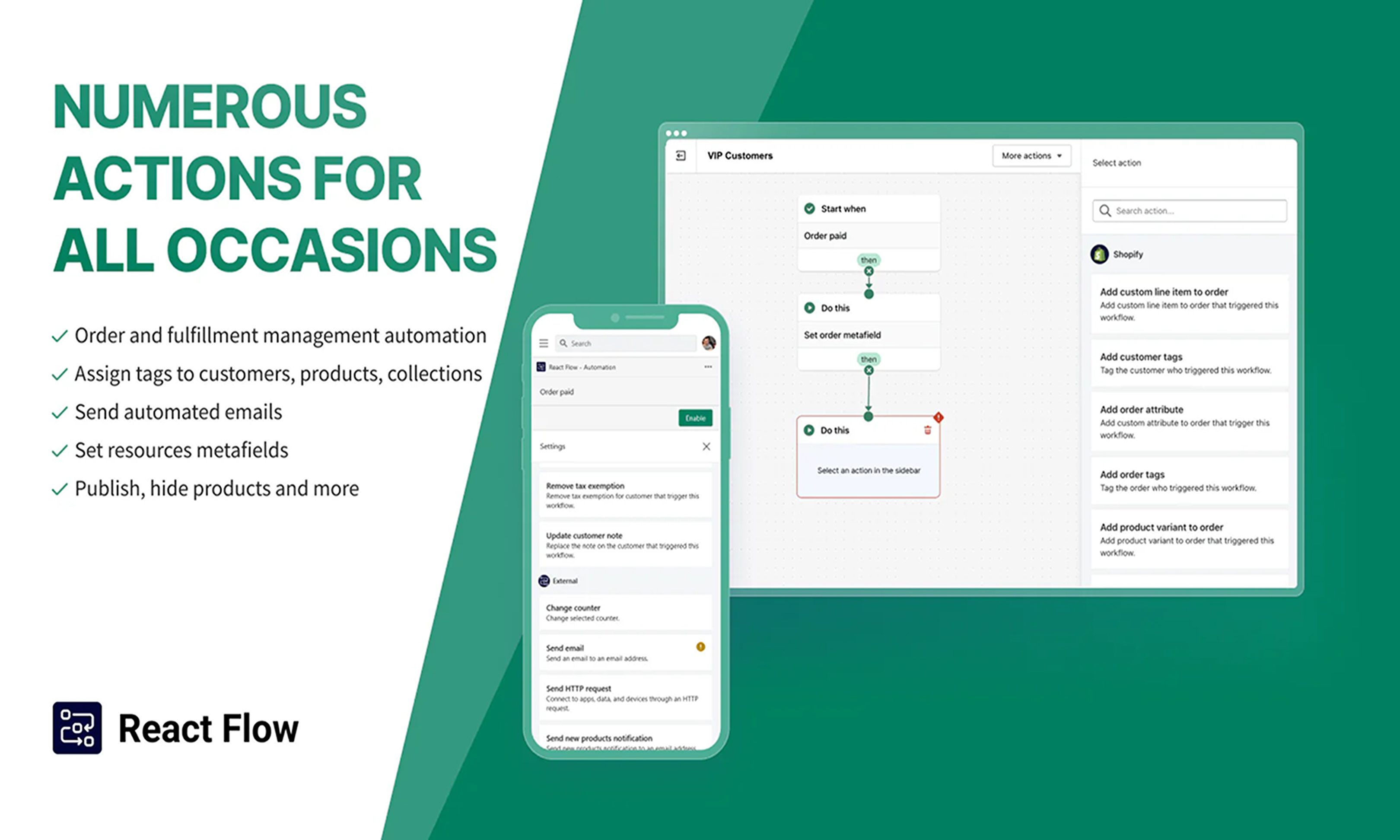 Workflow Automation - React Flow | Shopify App | Built for Shopify Badge | Shopify