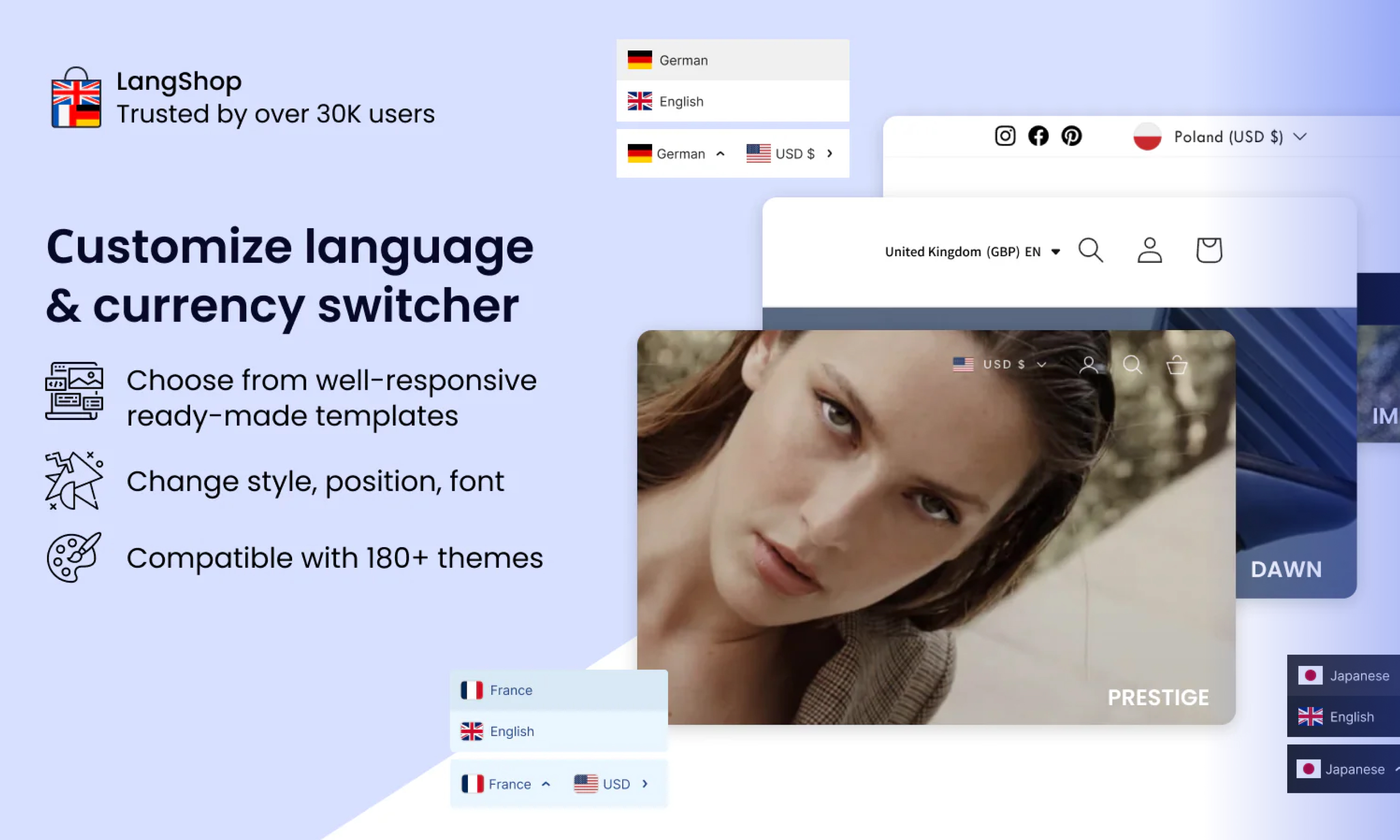 LangShop AI Language Translate | Shopify App | Built for Shopify Badge ...