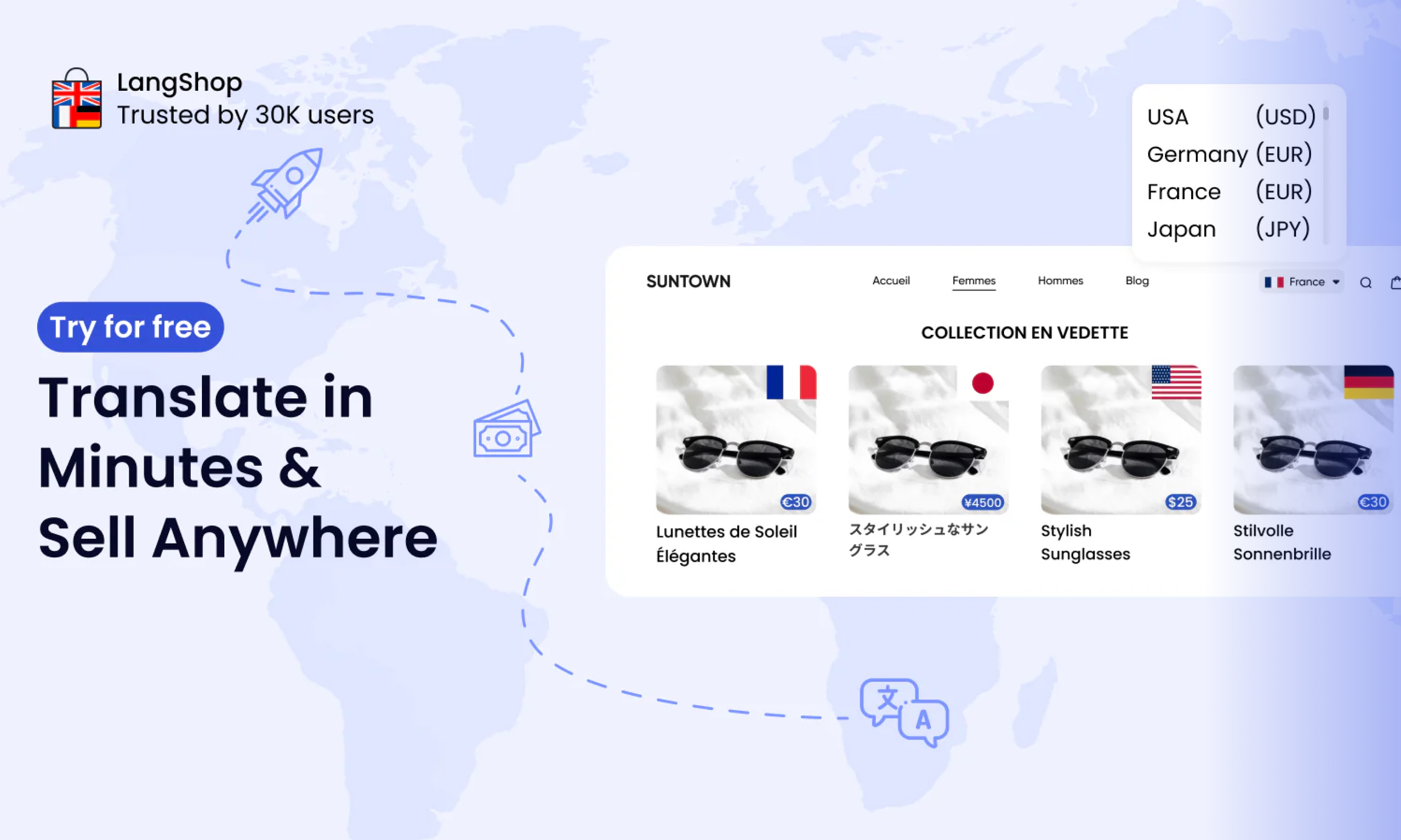 LangShop AI Language Translate | Shopify App | Built for Shopify Badge ...