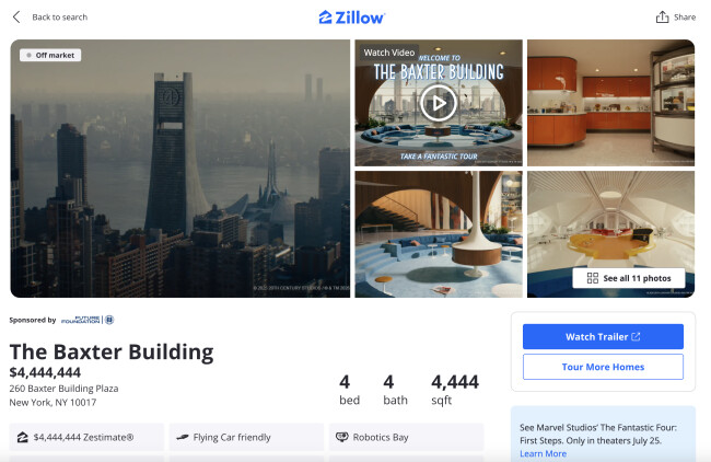 Marvel Teams Up with Zillow for Fantastic Four Real Estate Stunt ...